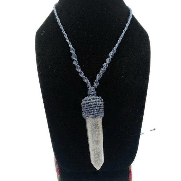 Jewelry | Necklace Woven In Macrame Thread And Natural Stone Quartz ...